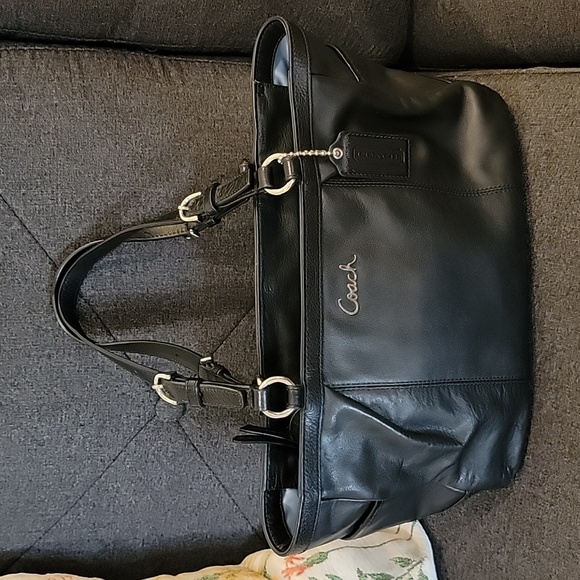 Coach | Bags | Coach Black Leather Shoulder Tote Bag | Poshmark